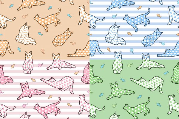 Cats Vector Free Seamless Pattern - GraphicSurf.com