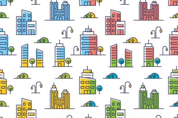 Buildings Vector Free Seamless Pattern - GraphicSurf.com