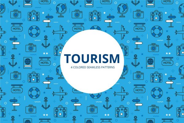 Tourism Vector Free Seamless Pattern - GraphicSurf.com