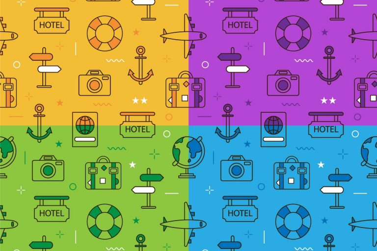 Tourism Vector Free Seamless Pattern - GraphicSurf.com