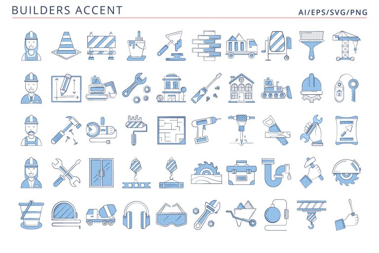 50 Builder Icons (AI, EPS, SVG, PNG files) - GraphicSurf.com