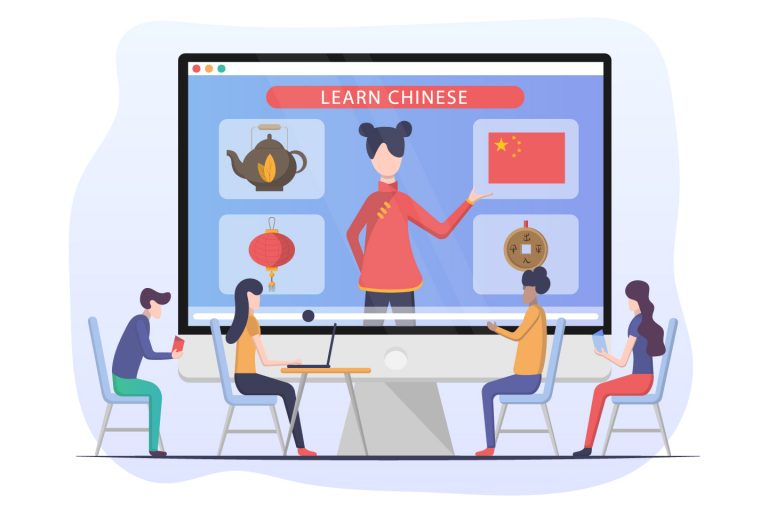 Learn Chinese Online Flat Design - GraphicSurf.com