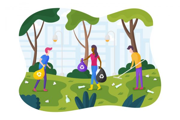 Cleaning the Park Vector Illustration - GraphicSurf.com